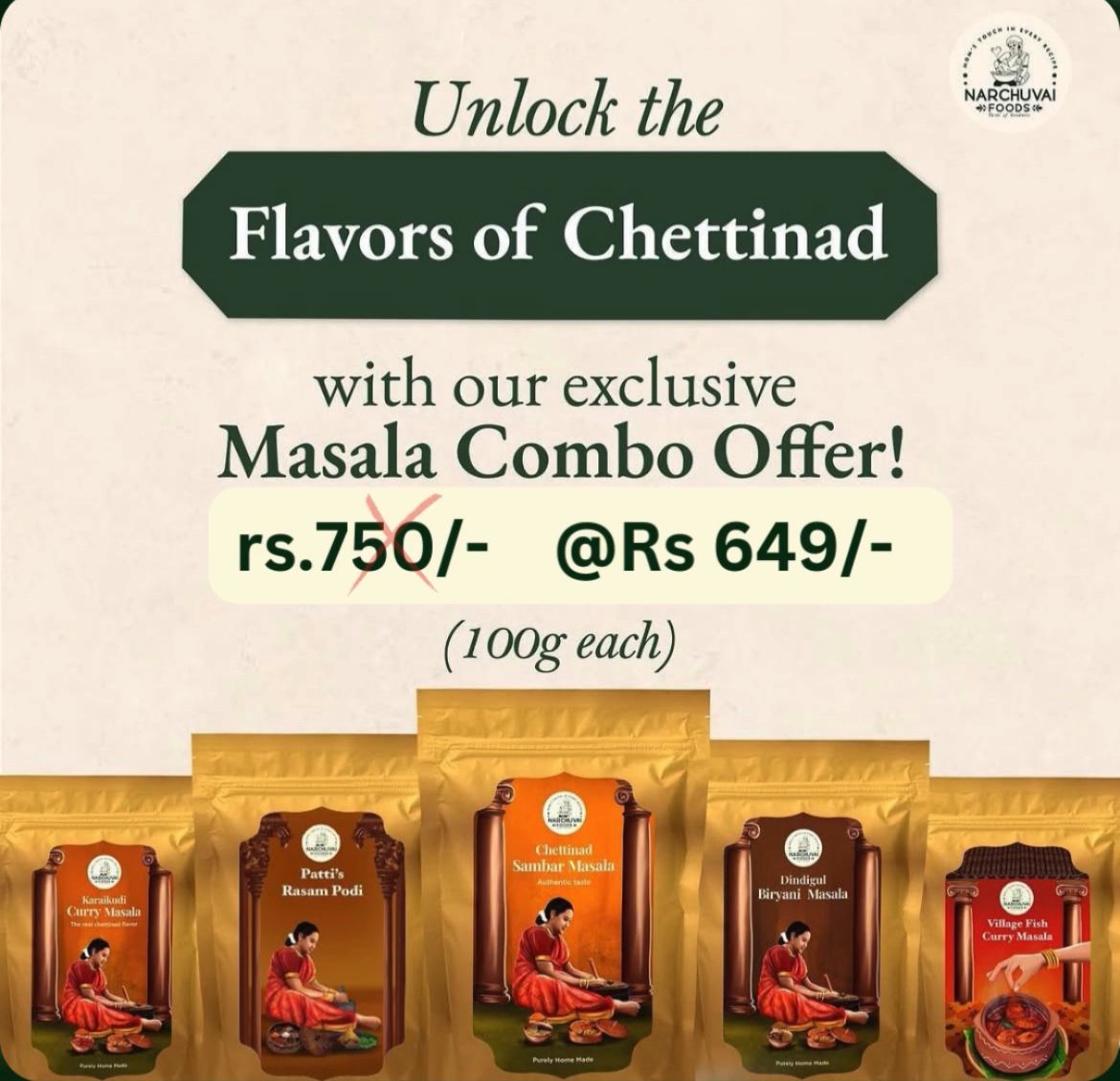 Buy Traditional Masalas & Millet Health Mixes Online – Narchuvai Foods